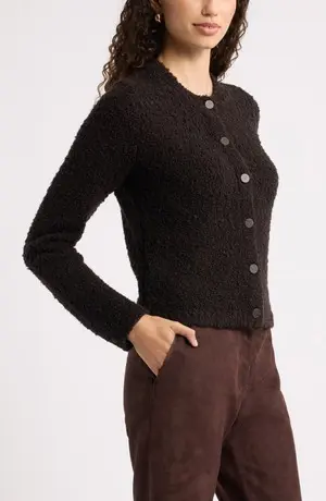 Nordstrom Textured Crewneck Merino Wool Cardigan