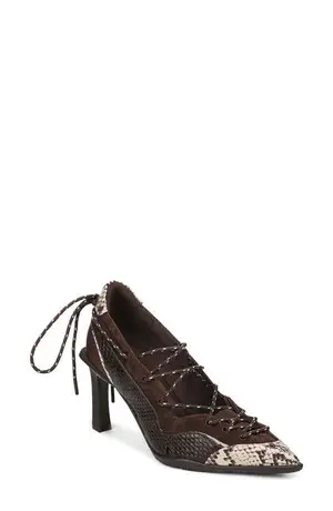 Naturalizer Zyra Pointed Toe Lace-up Stiletto Pumps - Chocolate