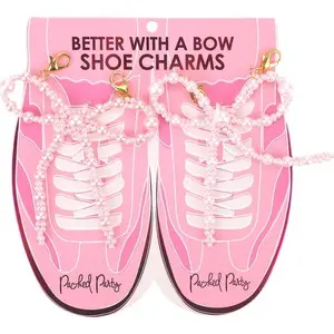 PACKED PARTY Pink Pearl Bow Shoe Charmsmulti-sized Faux Pearl Bow Charms With Lobster Clips For Sneakers - Multicolor