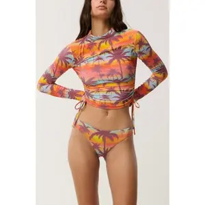 Rip Curl Retro Revival Ruched Long Sleeve Rashguard - Purple Multi