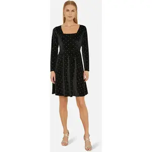 YUMI Diamante Long-sleeve Skater Dress