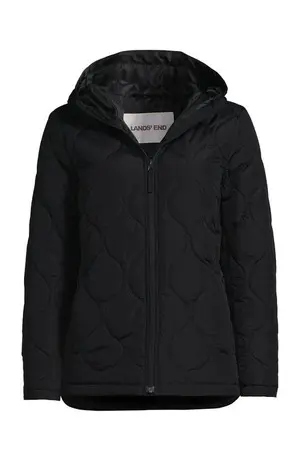 LANDS' END Print Featherfree Quilted Insulated Jacket - Black