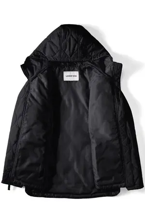 LANDS' END Print Featherfree Quilted Insulated Jacket - Black