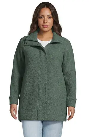 LANDS' END Boucle Fleece Coat Spruce