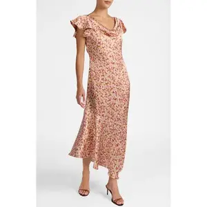 Santorelli Laurel Cap Sleeve Midi Dress In Floral Silk Blend
