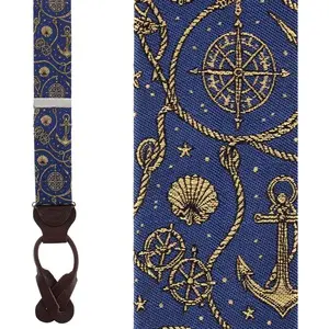 Trafalgar Anchor's Away Silk Novelty Button End Suspenders