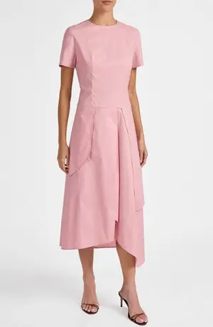 Santorelli Madeline Multi-panel Dress In Stretch Cotton