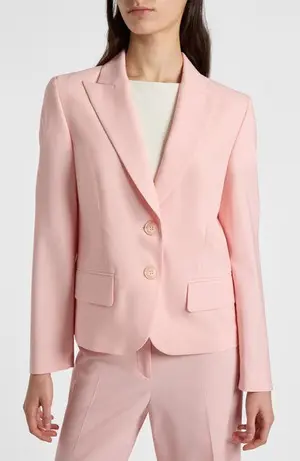 Santorelli Jodie Two-button Blazer In Tropical Wool Stretch