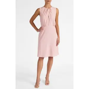 Santorelli Sleeveless A-line Dress In Silk Crepe De Chine
