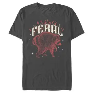 LOST GODS Feral Jimothy The Raccoon Short Sleeve T-shirt - Charcoal