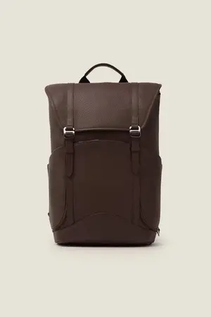 WOOL & OAK Wings Lightweight Minimalist Leather Travel Backpack - Chocolate