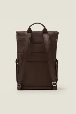 WOOL & OAK Wings Lightweight Minimalist Leather Travel Backpack - Chocolate