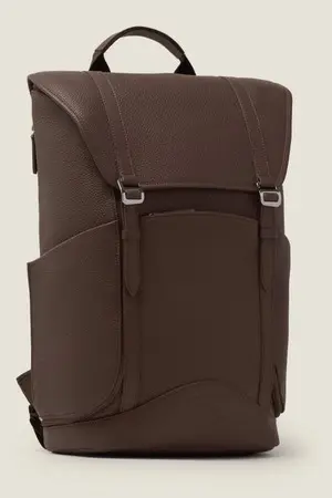 WOOL & OAK Full Grain Leather Travel Backpack - Chocolate