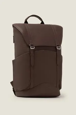 WOOL & OAK Full Grain Leather Travel Backpack - Chocolate
