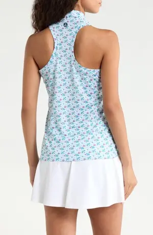 SWANNIES Sonora Ditsy Floral Half Zip Piqué Polo