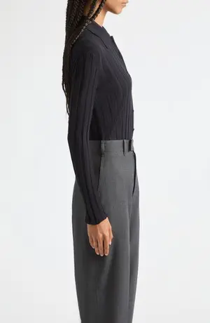 Plan C Rib Extrafine Merino Wool Cardigan