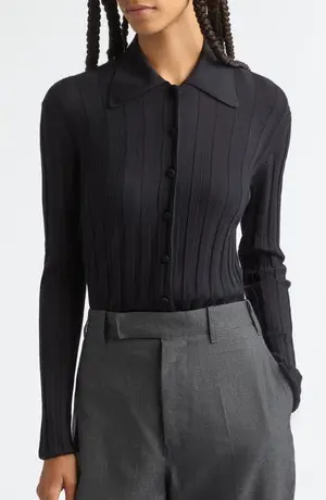 Plan C Rib Extrafine Merino Wool Cardigan