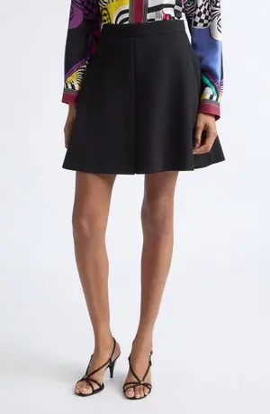 Versace A-line Virgin Wool Skirt With Medusa Hardware - Black