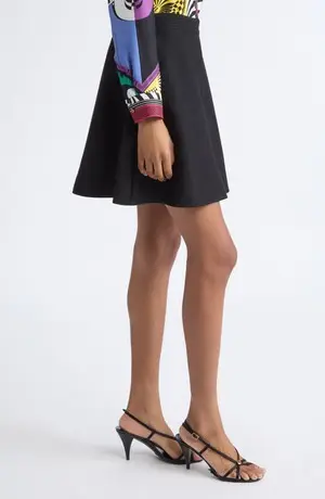 Versace A-line Virgin Wool Skirt With Medusa Hardware