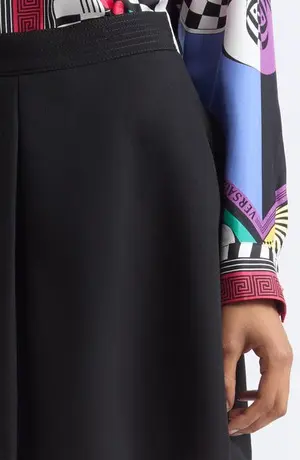Versace A-line Virgin Wool Skirt With Medusa Hardware