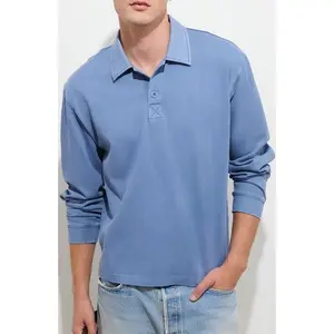 ALEX MILL Cotton Jersey Rugby Shirt - Deep Cornflower
