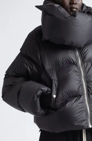 Rick Owens Funnel Neck Cropped Puffer Jacket