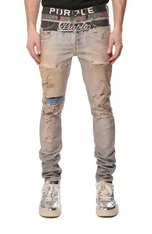 PURPLE BRAND Skinny Trompe L'oeil Boxer Jeans - Blue Multi
