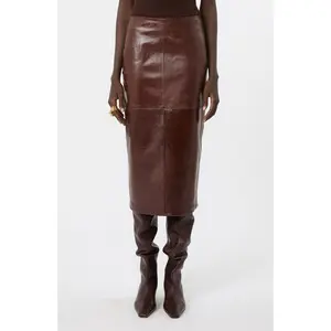 Sportmax Lappole Leather Midi Skirt
