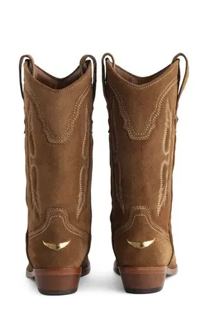 Zadig&Voltaire Tex Western Wild Leather Western Boot - Cognac