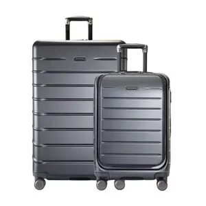 RICARDO BEVERLY HILLS Santa Rosa Hardside Expandable 2 Piece Set 20" Front Access Carry On & 28" Checked Spinner - Graphite