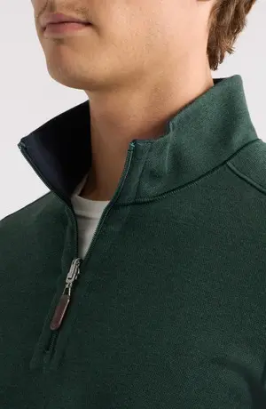Johnston & Murphy Icon Reversible Cotton Blend Piqué Quarter Zip Pullover