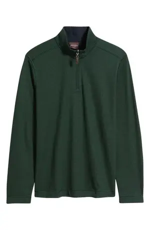 Johnston & Murphy Icon Reversible Cotton Blend Piqué Quarter Zip Pullover