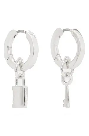 Kate Spade New York Asymmetrical Drop Huggie Hoop Earrings - Silver