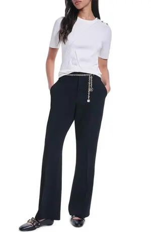 Karl Lagerfeld Paris Belted Crepe Trousers - Black