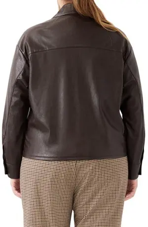 Karen Kane Faux Leather Button Up Shirt