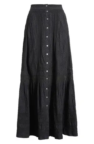 LOVESHACKFANCY Araminta Lace Clip Dot Maxi Skirt