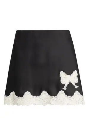 LoveShackFancy Sabrine Satin & Lace Miniskirt