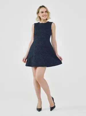 A.SHIMUS Sleeveless Cotton Tweed Dress - Navy
