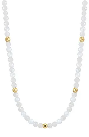 ST. MORAN Moonstone And 14k Gold Plated Brass Beaded Necklace - White/gold