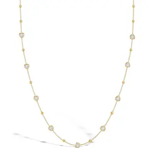 IN SEASON JEWELRY Polished Heart Station Necklace - Gold