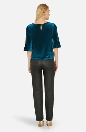 YUMI Fluted Sleeve Relaxed Fit Top - Teal