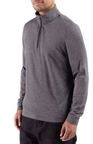CBUK BY CUTTER & BUCK Performance Quarter Zip Pullover - Black Heather