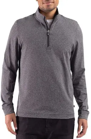 CBUK BY CUTTER & BUCK Performance Quarter Zip Pullover - Black Heather