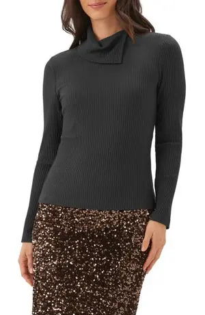 Karen Kane Ribbed Overlap Neck Top