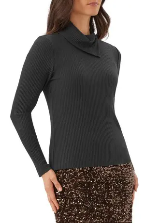Karen Kane Ribbed Overlap Neck Top