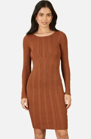 YUMI Fitted Button-detail Shimmery Midi Dress