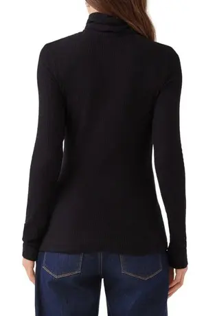 Karen Kane Ribbed Turtleneck Top - Black