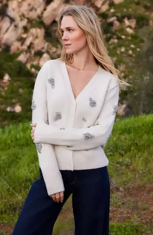 Karen Kane Rhinestone Cardigan - Ecru