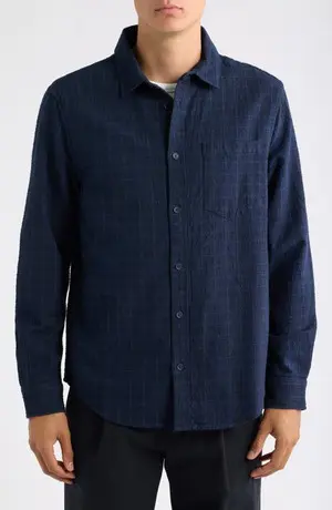 WAX LONDON Shelly Check Long Sleeve Cotton Dobby Button-up Shirt