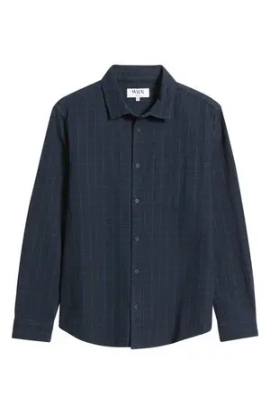 WAX LONDON Shelly Check Long Sleeve Cotton Dobby Button-up Shirt